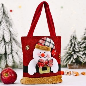 Bags | New Fluffy Christmas Tote Bag With Snowman Red | Poshmark